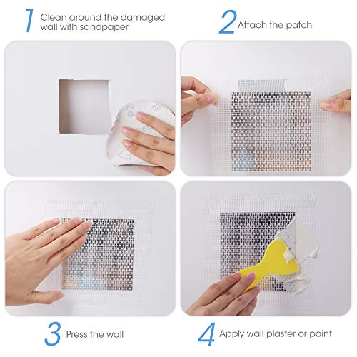 AIEVE Drywall Repair Kit, 6 Pack 4 Inch Wall Patch Repair Kit Drywall ...