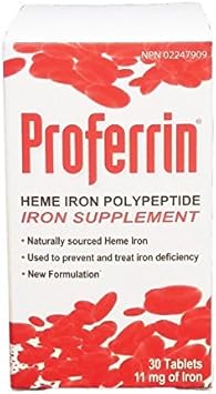 Proferrin 11mg Heme Iron (30Tablets) Brand: Medical Futures: Amazon.ca ...