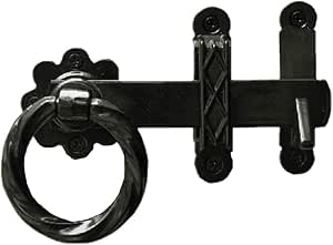 Amazon.com: Twisted Ring Gate Latch with Padlock Eyes (Black Polyester ...