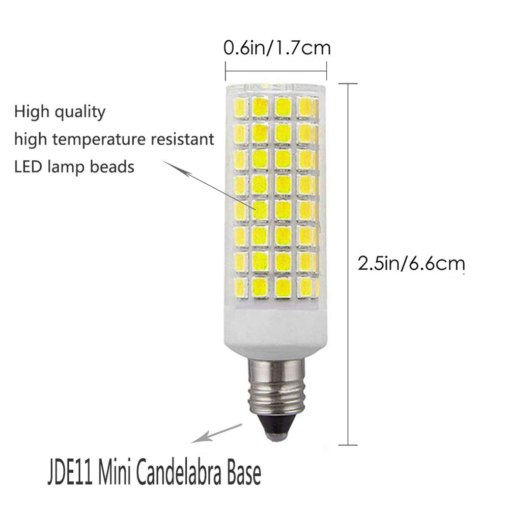 4-Pack E11 LED Bulb Dimmable, JD E11 Mini Candelabra Base 8W LED Equivalent 75W 100W 150W ...