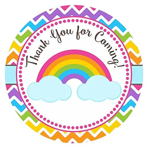Rainbow Thank You Sticker Labels - Girl Children Birthday Baby Shower ...