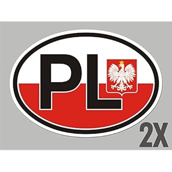 Amazon.com: Car Chrome Decals 2 Poland Polska Polish PL OVAL stickers ...