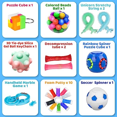 (100 Pcs) Fidget Toys Pack, Party Favors Carnival Treasure Classroom Prizes Small Mini Bulk ...