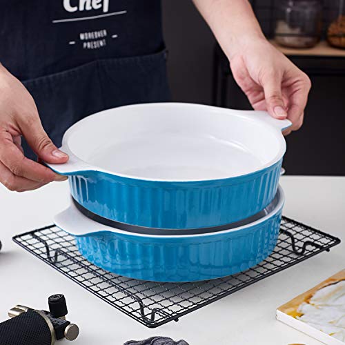 Bruntmor Set Of 2 Modern Ceramic Pie Pan, 8 Inch Tart Pan Round Pie ...