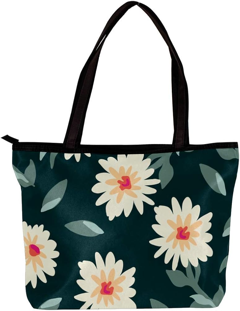 Amazon.com: White-And-Green-Pattern-With-FlowersHandbags for Women ...