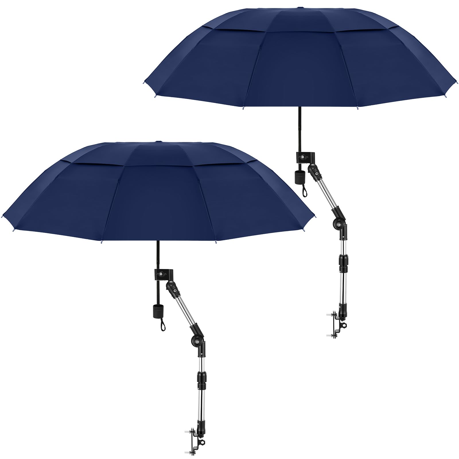 Clysee 2 Pcs Large Double Canopy Beach Umbrella with Adjustable Clamp ...