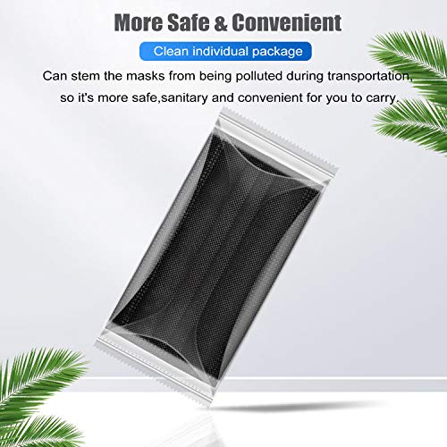 Black Disposable Face Mask, Individually Wrapped Black Face Masks 50Pcs ...