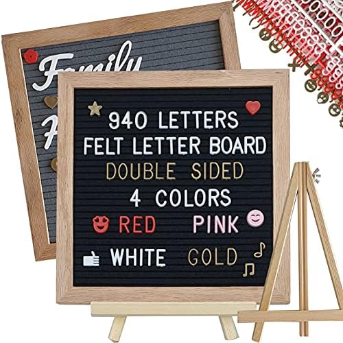 Felt letter board 10*10 Inch, Double sided (Black & Grey) changeable ...