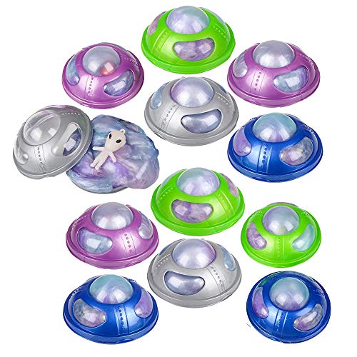 Kicko Rainbow UFO Alien Slime - Pack of 12 Colored, Gooey Slimes with 3 ...