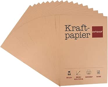 Papel de estraza, 50 hojas, DIN A5, cartón natural, alta calidad ...