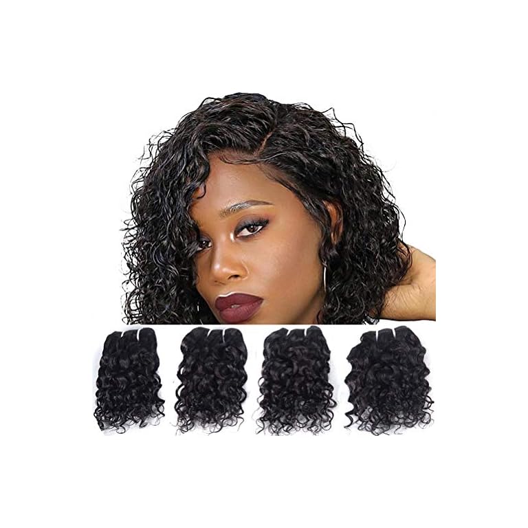 Brazilian Human Hair Weave Bundles Water Wave 10 inch 4 Bdundles 50g ...