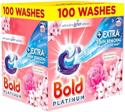 Bold Platinum Cherry Blossom Laundry Detergent Capsules Pods, 100 Wash ...
