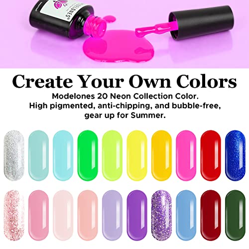 Modelones Bright Gel Nail Polish Kit 24 Pcs 7ML, Summer Neon 20 Colors ...