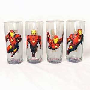 Amazon.com | Marvel Comics: Iron man Action Tumbler Glasses Set of 4 ...