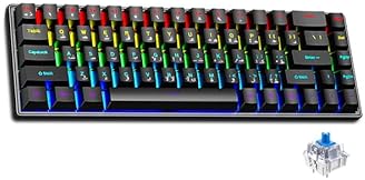 Arabic & English Wired Gaming Keyboard,68 Keys Blue Switches Mechanical ...