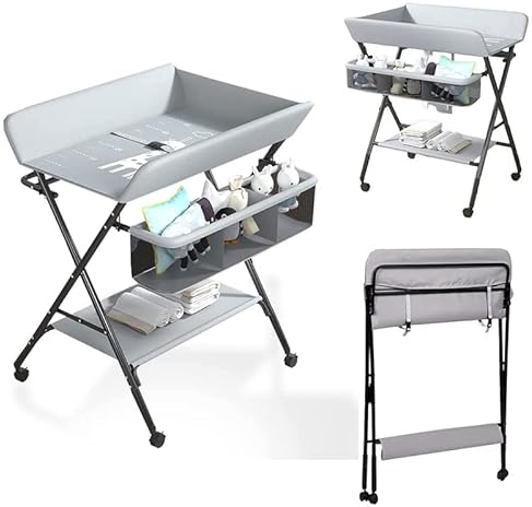 Baby Portable Changing Table - Foldable Changing Table with Wheels ...