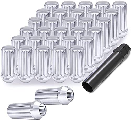 EZISOE M14x1.5 Lug Nuts 32 Pcs Chrome, Closed End Duplex XL Spline Lug Nuts for Aftermarket ...