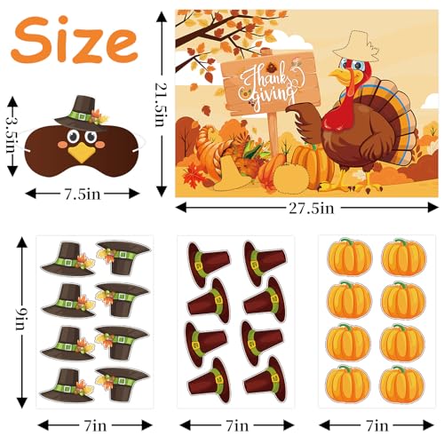 VOCOOL Thanksgiving Games for Kids Pin The Hat on The Turkey ...
