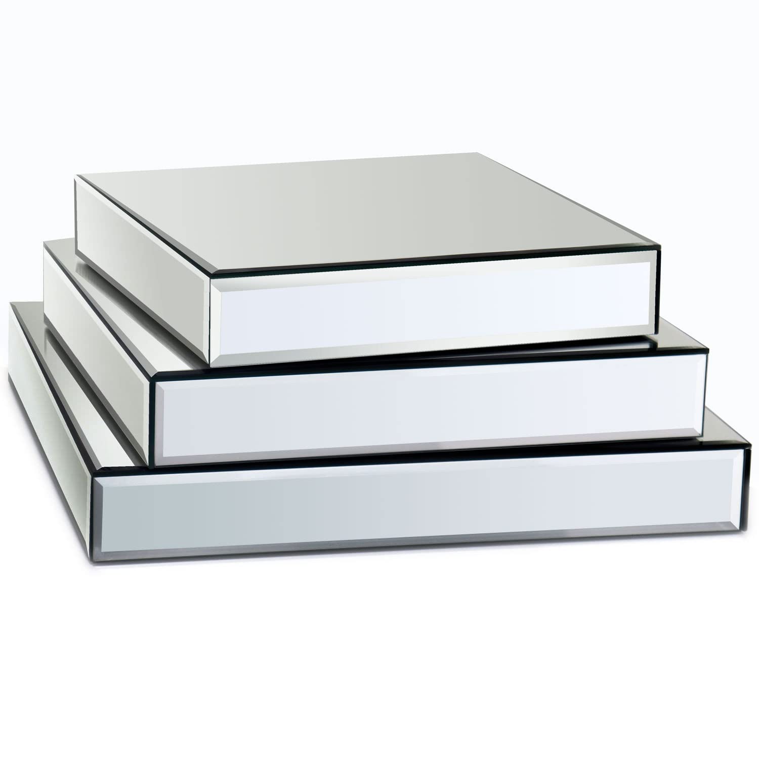 GIMORRTO Mirror Display Riser Stands 3 Set, Glam Accent Table Display ...