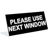 3" x 8" Engraved Tabletop Pedestal Desk Sign - Please USE Next Window ...