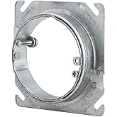Electrical 4" x 4" Box Adjustable Device Ring 5/8" - 1-1/4" Adjustable Round Mud Ring/Plaster ...