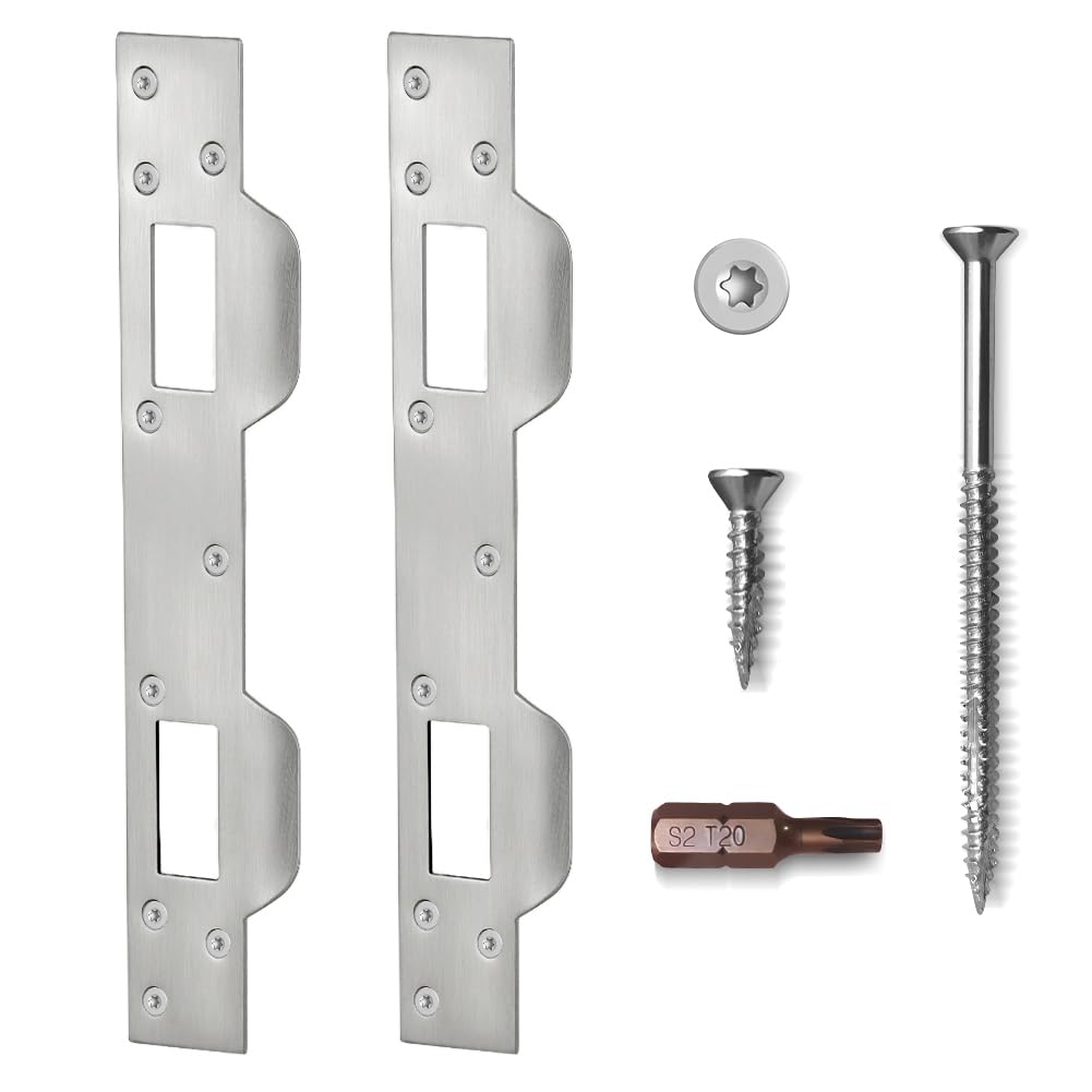 MOSECYOU Door Latch Plates Double Holes, Security Door Strike Plates ...