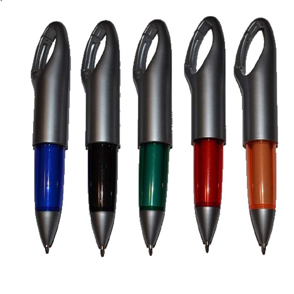 5 Carabiner (Karabiner) Clip Pens with black ink: Amazon.co.uk: Office ...