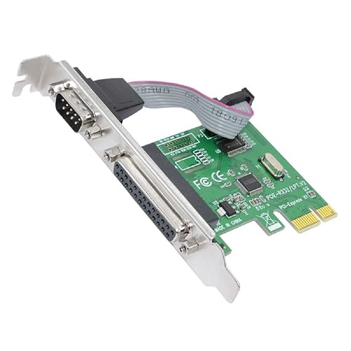 Jeirdus PCIe Parallel Serial Combo Card, RS-232 Serial Port COM & DB25 Printer Parallel Port LPT ...