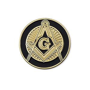 Amazon.com: Shining Square & Compass Round Black & Gold Masonic Lapel ...
