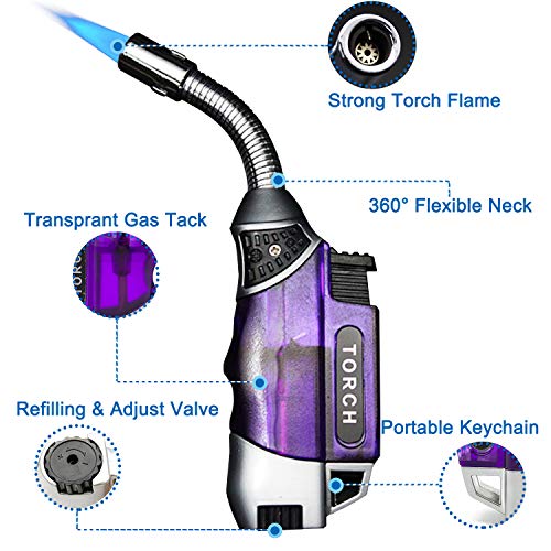 Yeuligo Torch Lighters, Butane Lighter with 360° Flexible Neck and Visible Window, Refillable ...