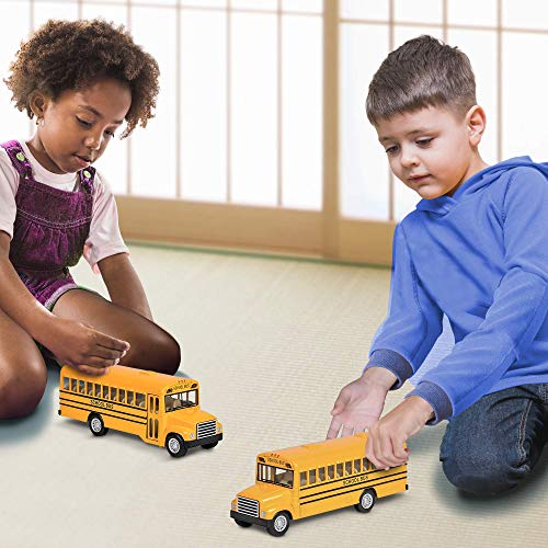 ArtCreativity 5 Inch Pull Back School Bus Toy - Set of 2 - Includes 2, 5 Inch Classic School Bus ...