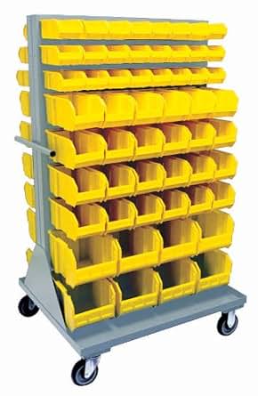 Lyon Steel Bin Cart with 112 Bins, Dove Gray, 1200lbs Load Capacity, 64 ...