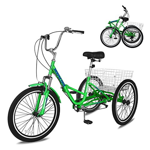 Slsy Adult Folding Tricycles, 7 Speed Folding Adult Trikes, 20 24 26 ...