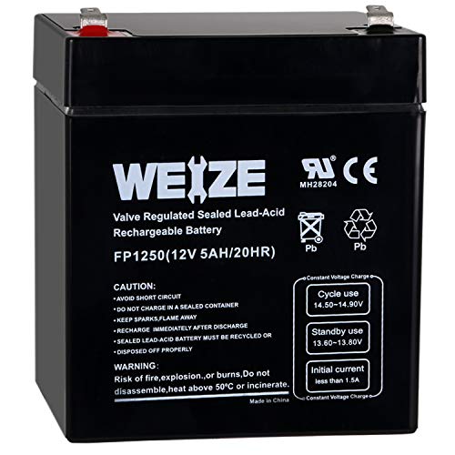 Weize 12V 5AH SLA Rechargeable Battery Replaces 12 Volt 4AH 4.5AH for ...
