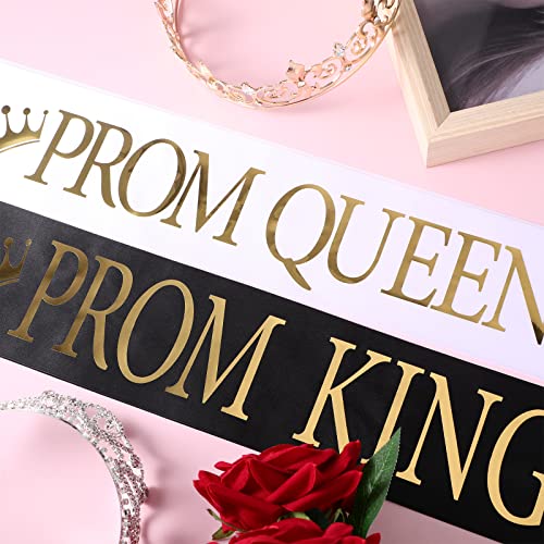 Prom Bridal Crown Shiny Prom Queen and King Satin Sash Crowns King and ...