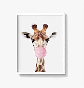 Jirafa nórdica moderna con chicle Animal Arte de la pared Pintura ...