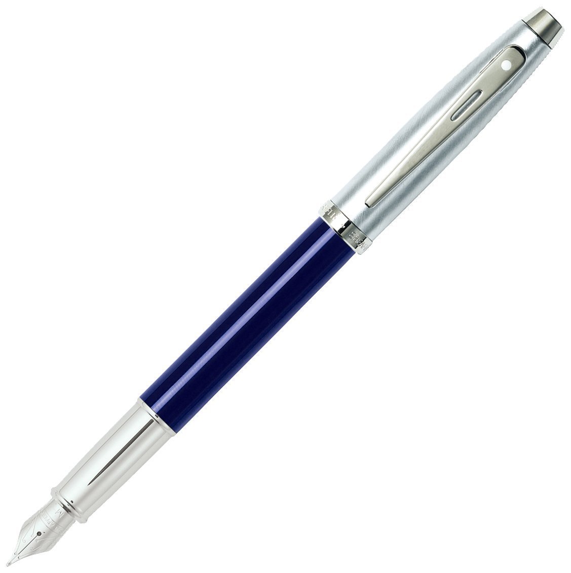 Sheaffer 100 9308 Blue Chrome Fountain Pen | PenWorld