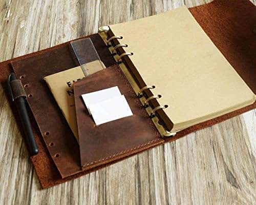 Amazon.com: Personalized Size A5 Handmade Leather Refillable Binder, A5 ...