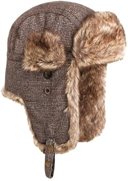 Brekka Eco Russia Hat Chapka en Laine et Fourrure écologique pour Homme ...