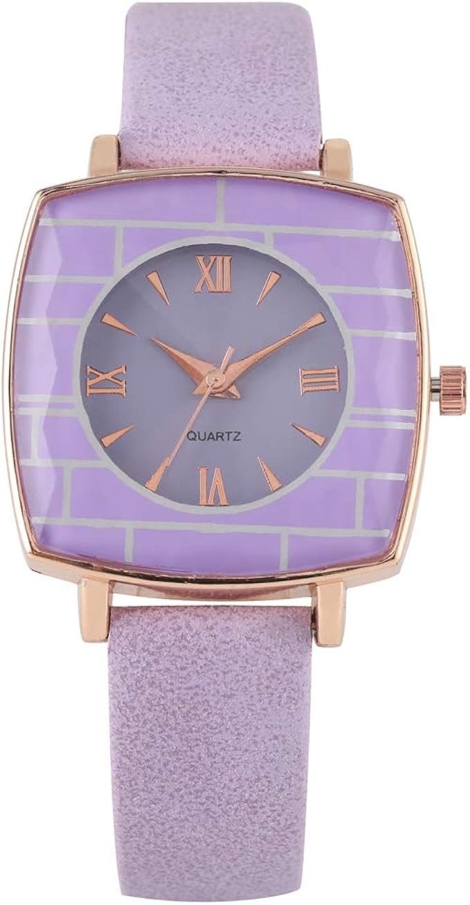 Creative Purple Matte Leather Band Watch for Ladies, Classic Rose ...