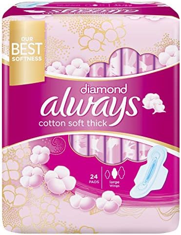 Always Cotton Soft Sanitary Pads With Wings, Large - 24 Units price in ...