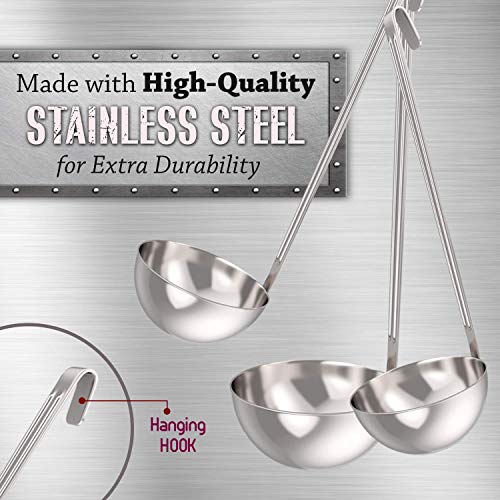 Soup Ladle, 8-Ounce 6,4,2 and 0.5 Stainless Steel with Long Handles ...