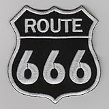 Amazon.com: Route 666 Embroidered Patch Iron-On Evil Highway Road Sign ...
