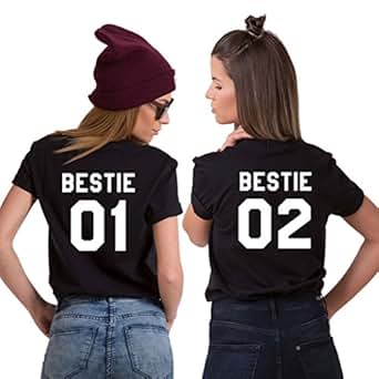 Bestie 01 Bestie 02 Matching Best Friends Shirts (Black) at Amazon ...