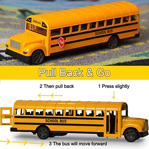 ArtCreativity Diecast Yellow School Bus Toy for Kids - 8.5 Inch Pull ...