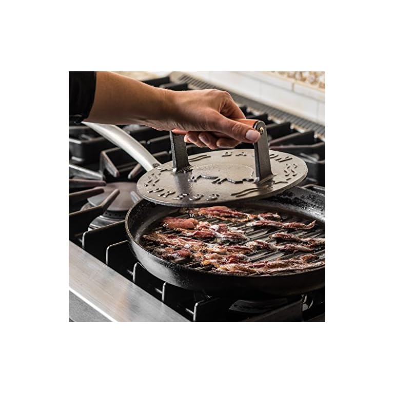 Bellemain Bacon Press 8.5-Inch Round | Heavy-duty Cast Iron Grill Press ...