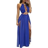 BIUBIU Women's Sexy Boho Floral Halter Summer Maxi Dress Beach Party ...