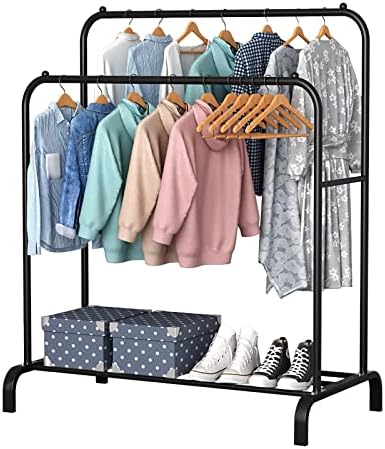 SHOWAY Garment Rack,Heavy Duty Clothes Rack with Storage Shelf ＆Double ...