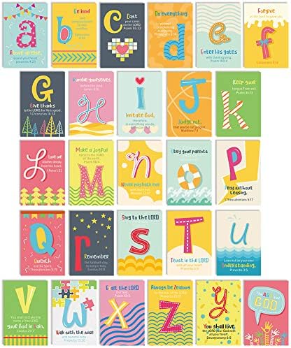 LHIUEM Abc's of God Scripture Wall Collage Kit, Bible Verse Wall Art ...