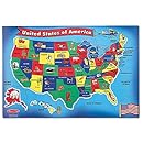 Amazon.com: Melissa & Doug USA (United States) Map Floor Puzzle (Wipe ...